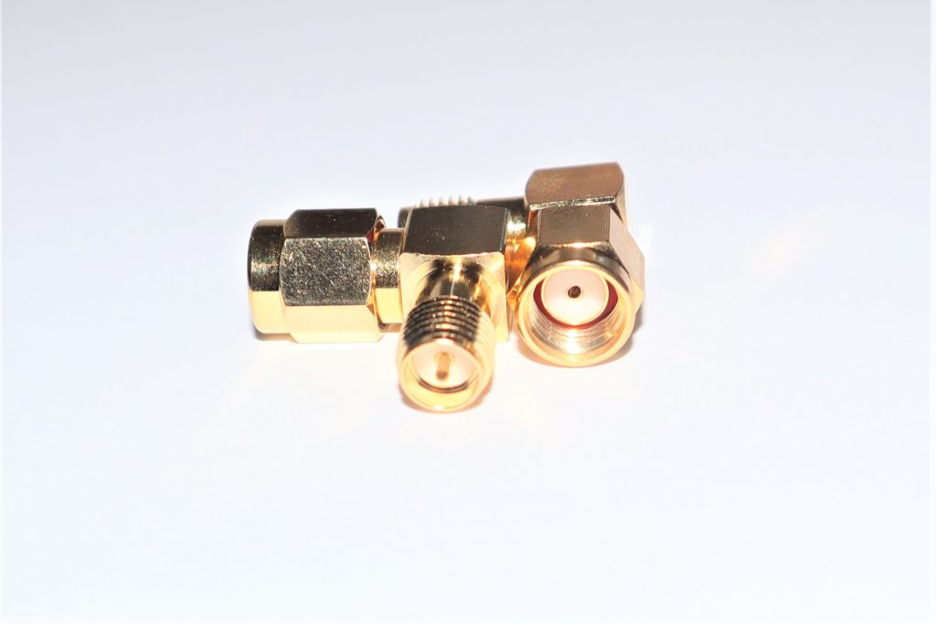 Reverse Polarity SMA Male to RP SMA Female Right Angle Adapter | RFShop Australia